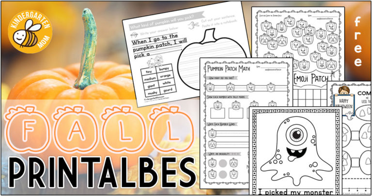 Free Fall Printables for Kindergarten - Kindergarten Mom