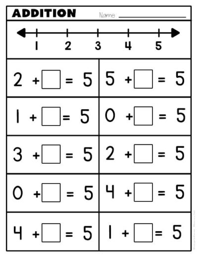 Addition Worksheets for Kindergarten - Kindergarten Mom