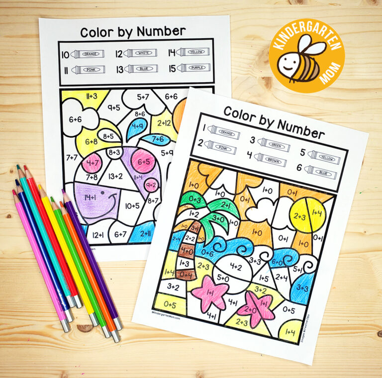 Addition Color By Number Worksheets Kindergarten Mom