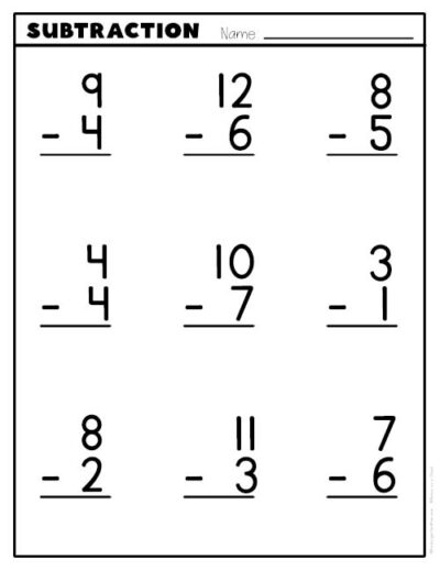 Subtraction Worksheets for Kindergarten - Kindergarten Mom