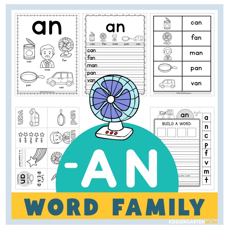 AN Word Family Worksheets - Kindergarten Mom