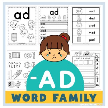 AD Word Family Worksheets - Kindergarten Mom