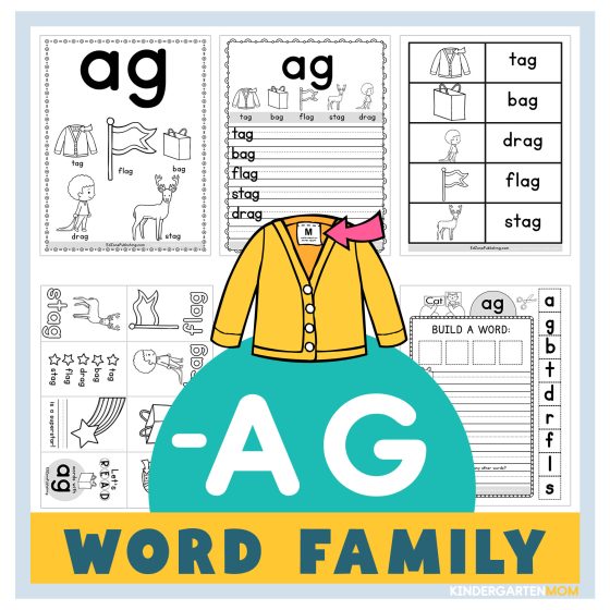 AG Word Family Worksheets - Kindergarten Mom