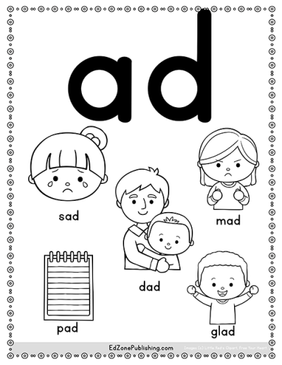 AD Word Family Worksheets - Kindergarten Mom