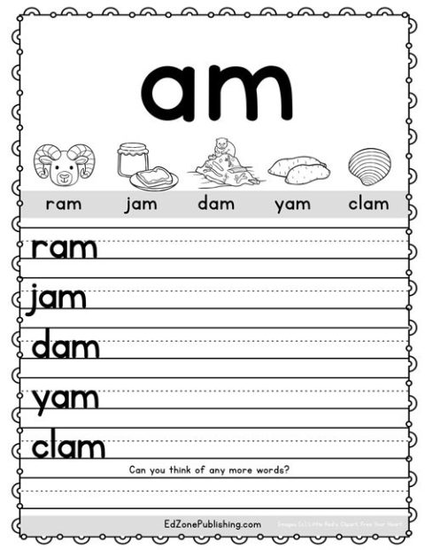 AM Word Family Worksheets - Kindergarten Mom