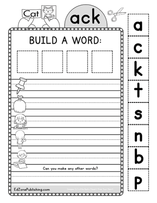 ACK Word Family Worksheets - Kindergarten Mom