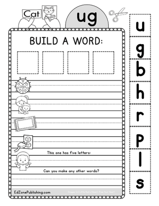 UG Word Family Worksheets - Kindergarten Mom
