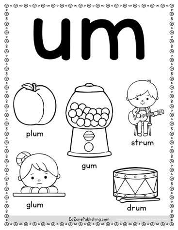 UM Word Family Worksheets - Kindergarten Mom