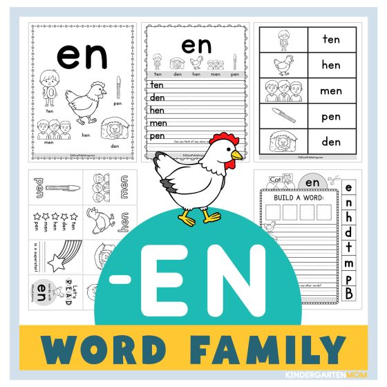 EN Word Family Worksheets - Kindergarten Mom