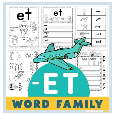 ET Word Family Worksheets - Kindergarten Mom