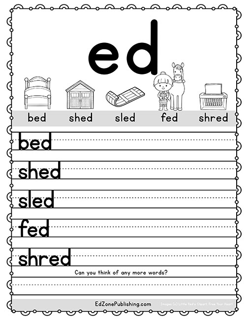 ED Word Family Worksheets Kindergarten Mom ED Word Family Worksheets Kindergarten Mom