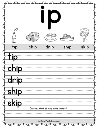 IP Word Family Worksheets - Kindergarten Mom