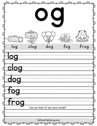 OG Word Family Worksheets - Kindergarten Mom