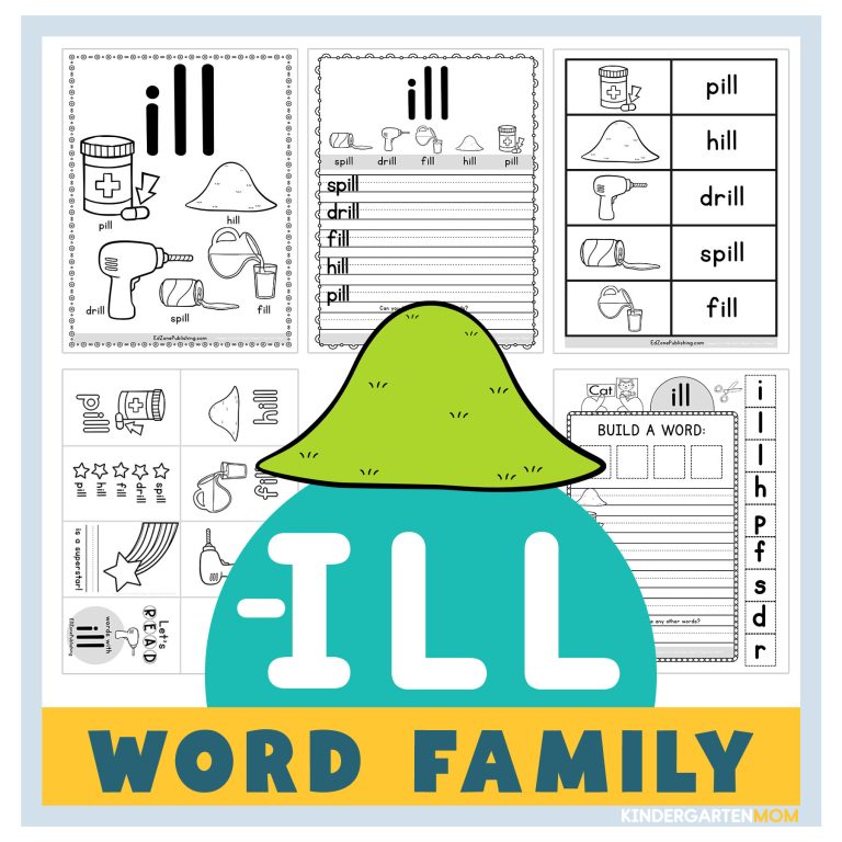 ILL Word Family Worksheets - Kindergarten Mom