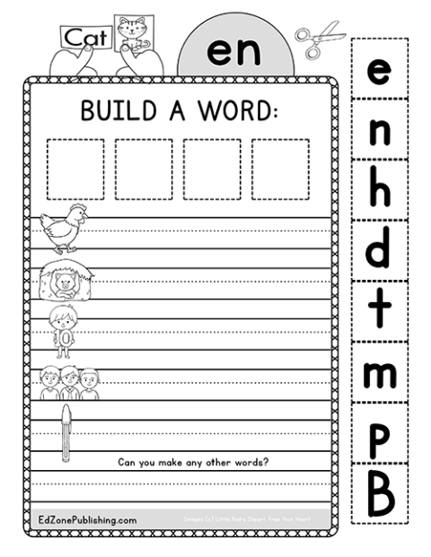 EN Word Family Worksheets - Kindergarten Mom