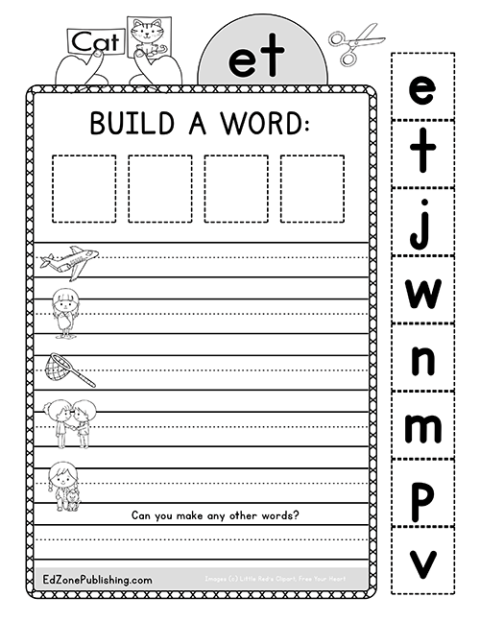 ET Word Family Worksheets - Kindergarten Mom