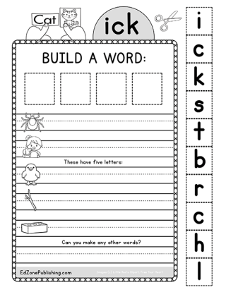 ICK Word Family Worksheets - Kindergarten Mom