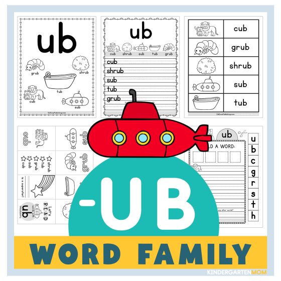 UB Word Family Worksheets - Kindergarten Mom