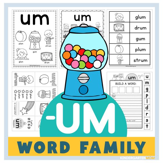 UM Word Family Worksheets - Kindergarten Mom